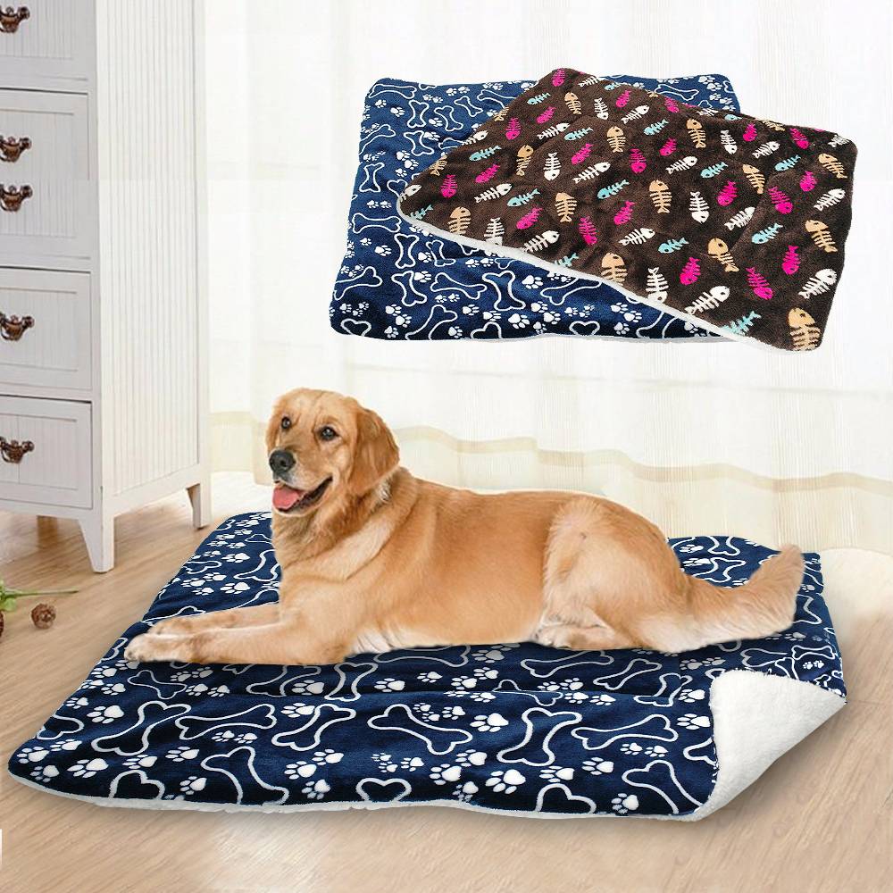 Warm Lamb Velvet Dog Mat with Colorful Print
